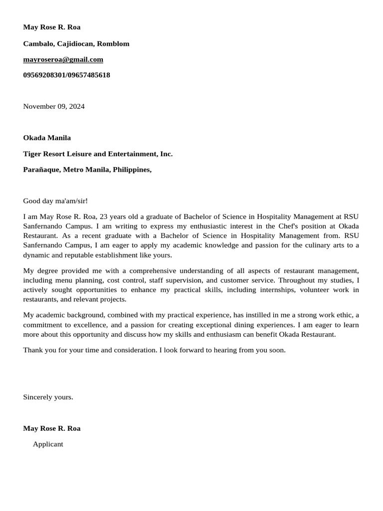 May Rose R. Roa-Coverletter | PDF
