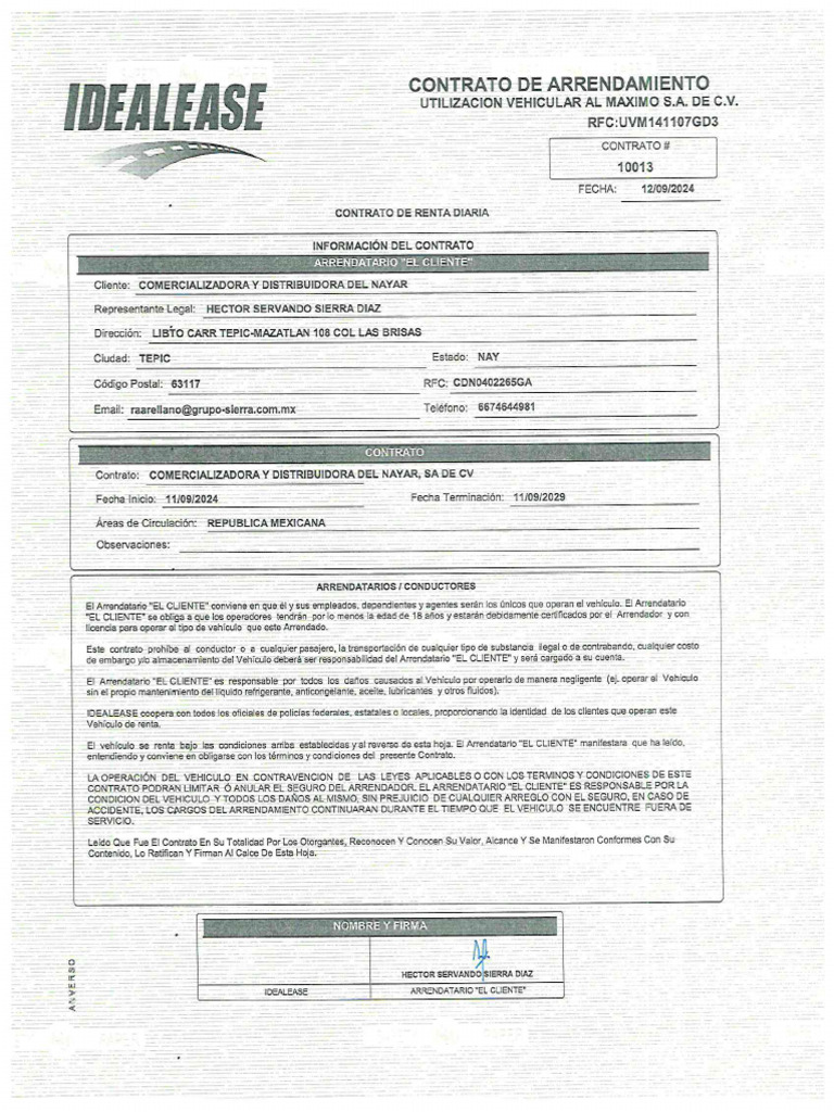 Contrato Idealease | PDF