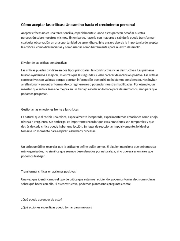 Cómo Aceptar Las Críticas | PDF | Aprendizaje | Las emociones