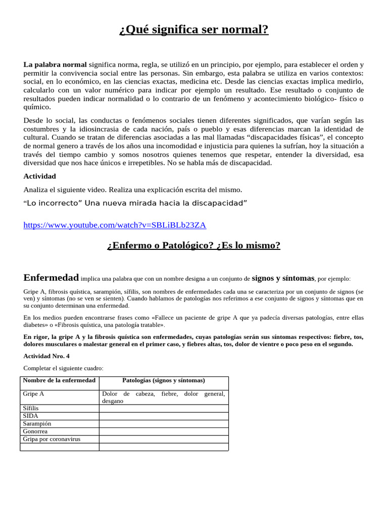 Significado de ser normal en 2025 | PDF | Patología | Medicina CLINICA
