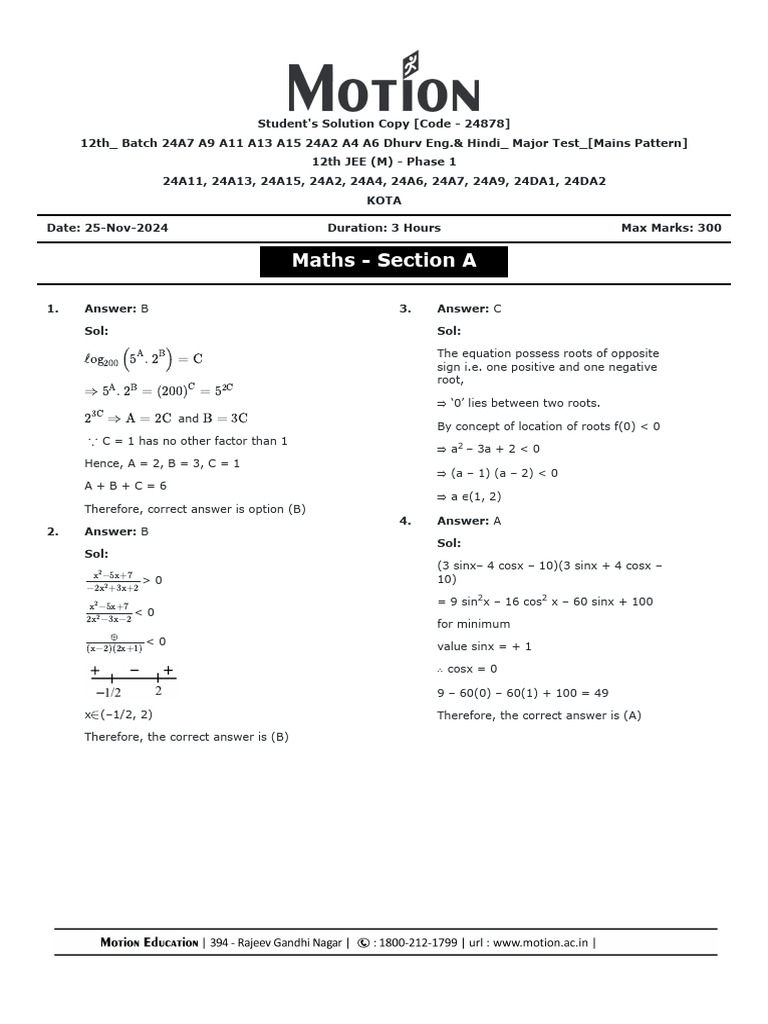 12th - Batch - A7 To A15 - A2 To A6 - Dhurv - Solution | PDF | Circle | Slope