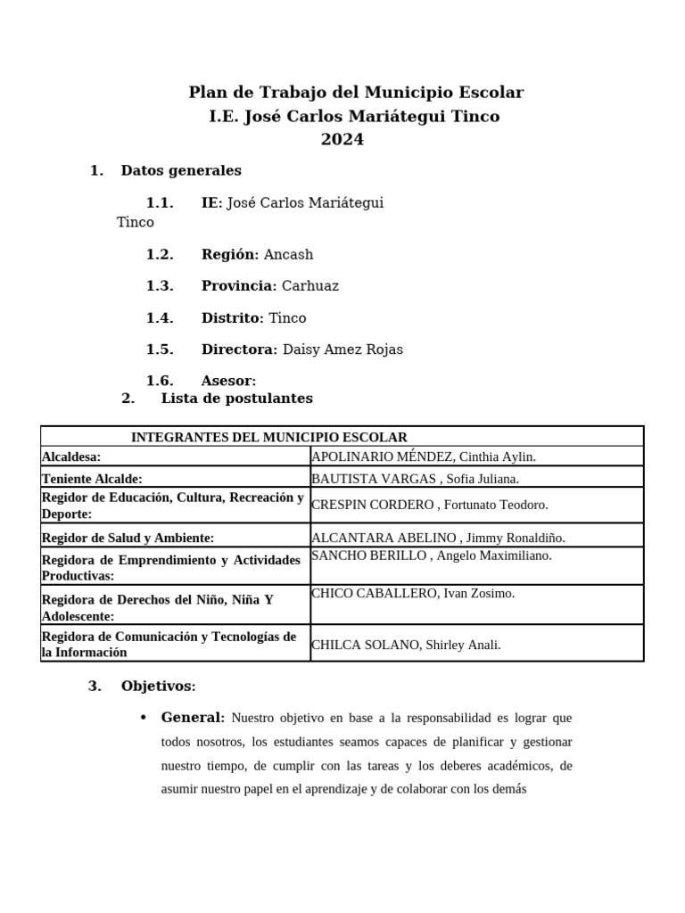 Plan de Trabajo Municipio Escolar 2024 | PDF | Maestros | Comunicación humana