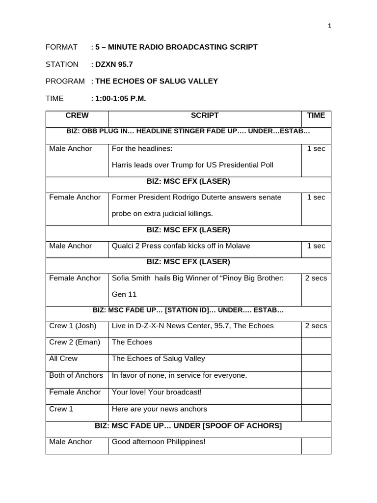 English Radio Broadcast Script | PDF | Rodrigo Duterte