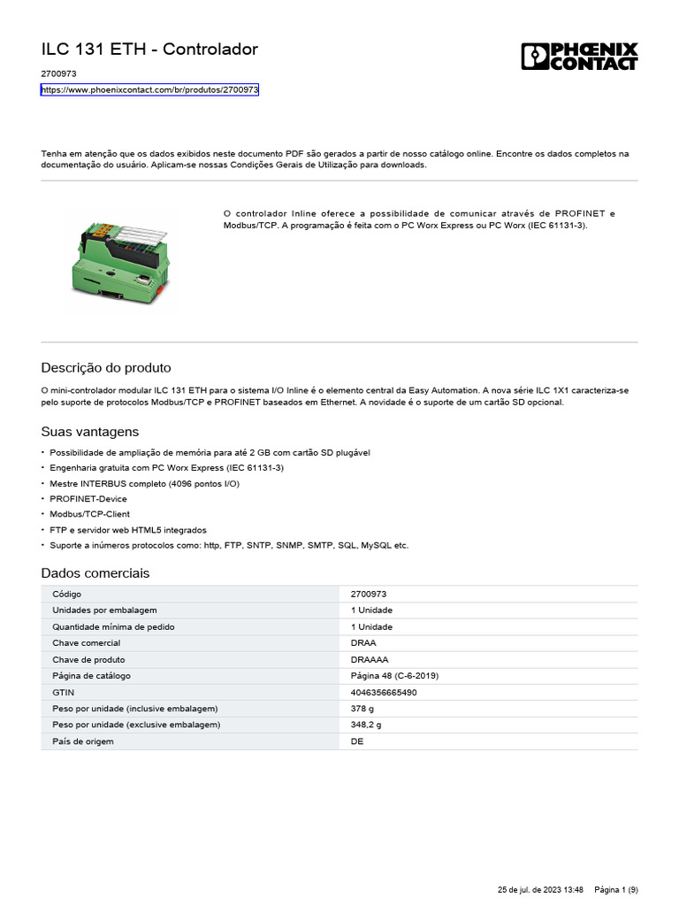Controlador ILC 131 ETH e PC Worx Express | PDF | Protocolo de ...