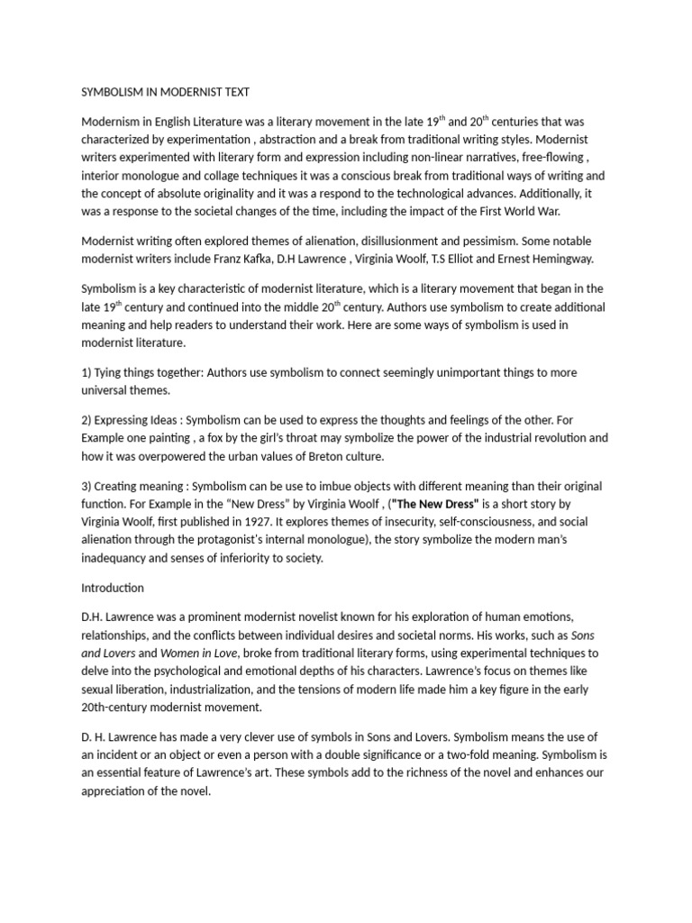 Symbolism in Modernist Text | PDF | Modernism | Literary Modernism