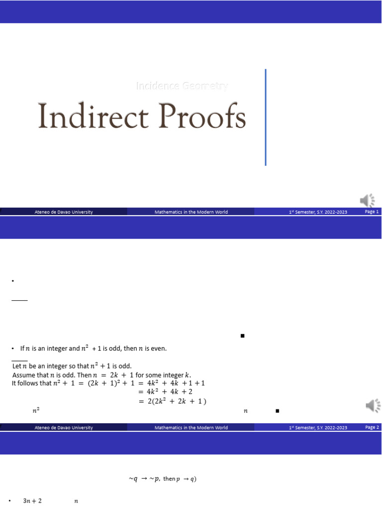 Mathematical Reasoning 03 Indirect Proof | PDF | Mathematical Proof | Logical Consequence