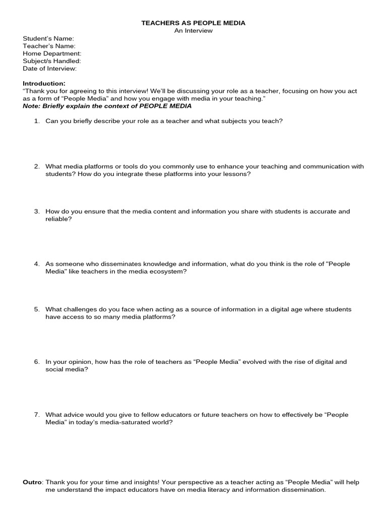 Teachers as People Media: An Interview | PDF | Social Science | Science ...