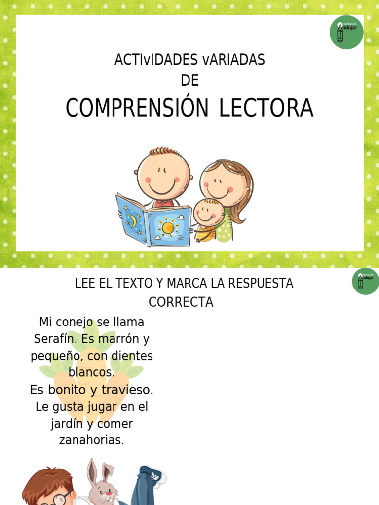 Cuaderno de Actividades Variadas de Comprension Lectora | PDF | Color