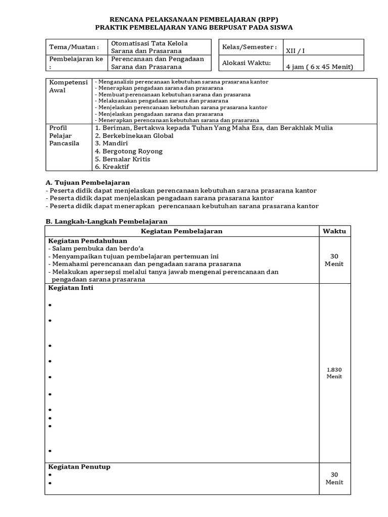 Lembar Kerja 2 - RPP Sederhana - Anggun Kartika Wati - SMK Pusaka 1 | PDF