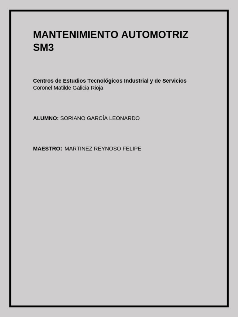 Mantenimiento Automotriz SM3 | PDF