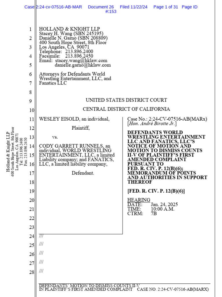 WWE and Fanatics MTD in American Nightmare TM Dispute | PDF | Federal ...