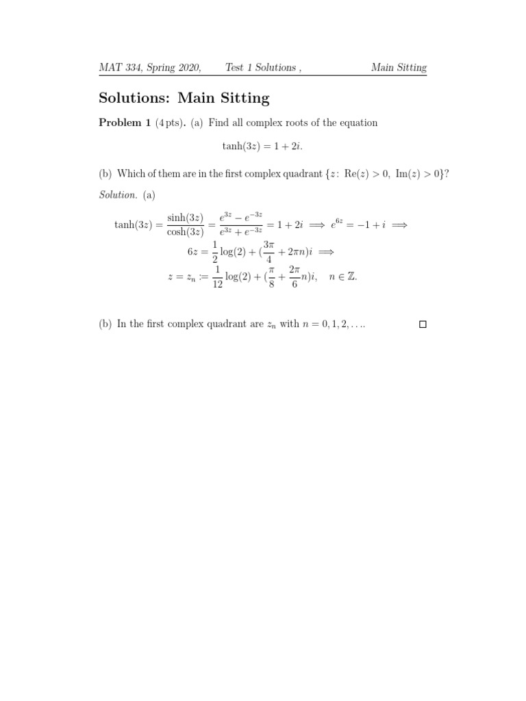 MAT334 2020S TT1 Solutions | PDF | Mathematical Relations | Mathematics