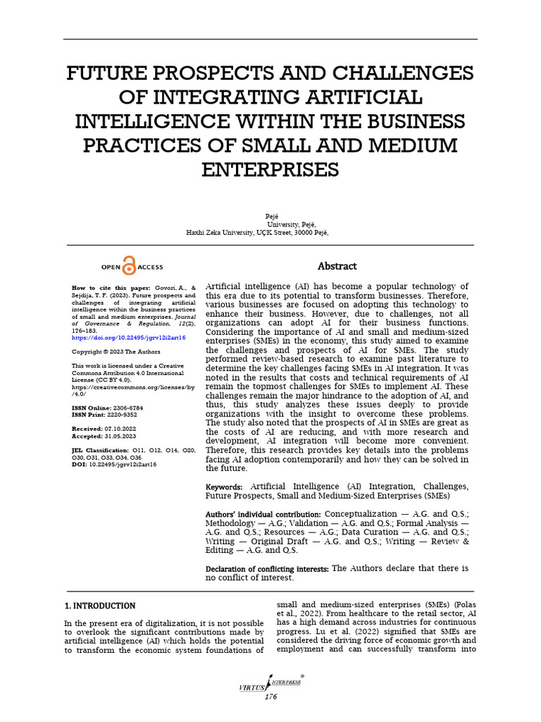 Future Prospects and Challenges of Integrating Artificial Intelligence Within The Business ...