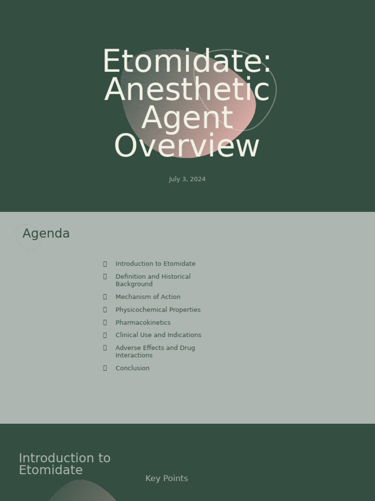 Etomidate - Anesthetic Agent Overview | PDF | Anesthesia | Pharmacology