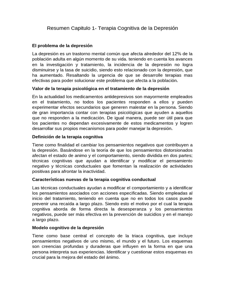 Capitulo 1 - Resumen | PDF | Trastorno depresivo mayor | Pensamiento