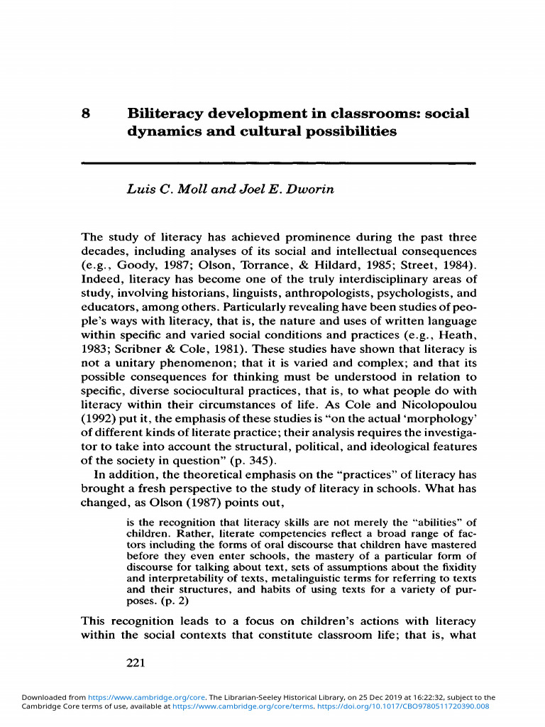 Biliteracy in Bilingual Classrooms | PDF | Literacy | Multilingualism