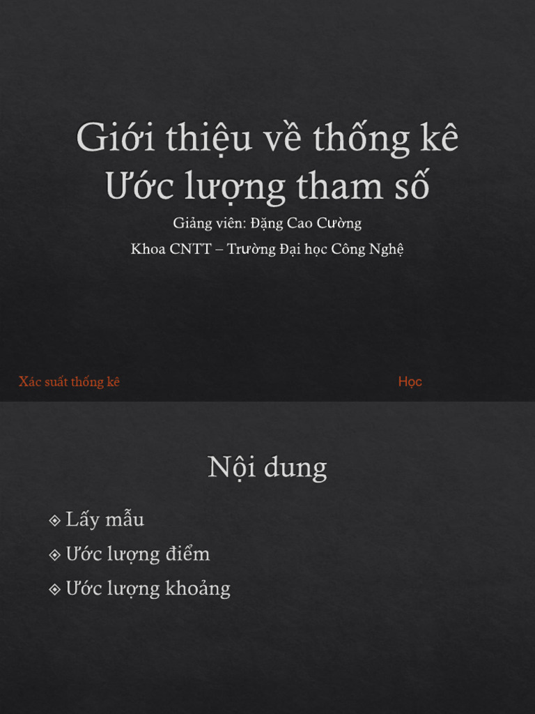 Lec10 ThongKe Mau KhoangTinCay | PDF