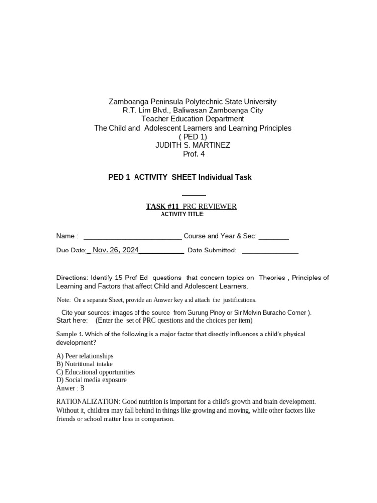 TASK 11 PRC LET Form | PDF