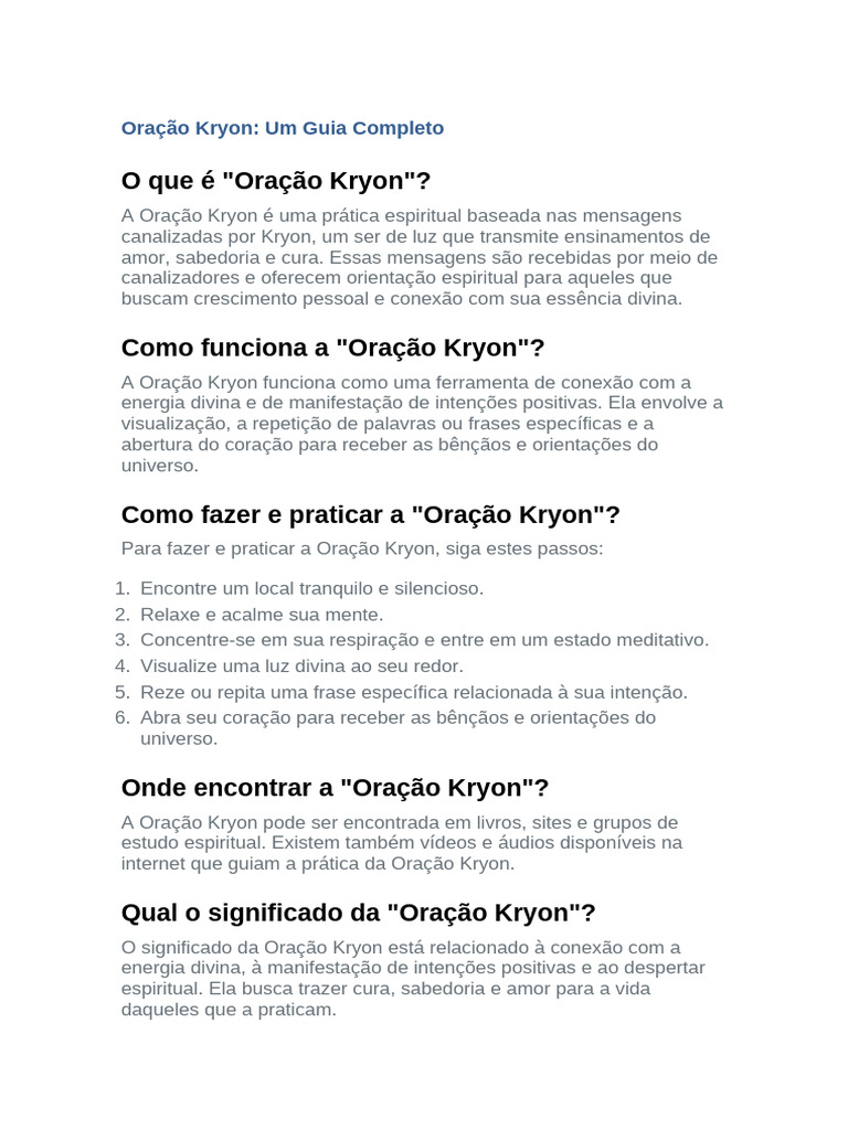 Oração Kryon | PDF | Oração | Bíblia
