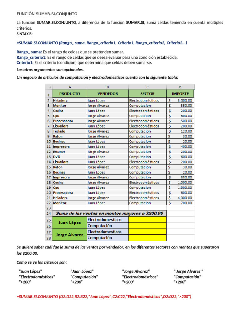 6 Función Sumar - Si.conjunto | PDF