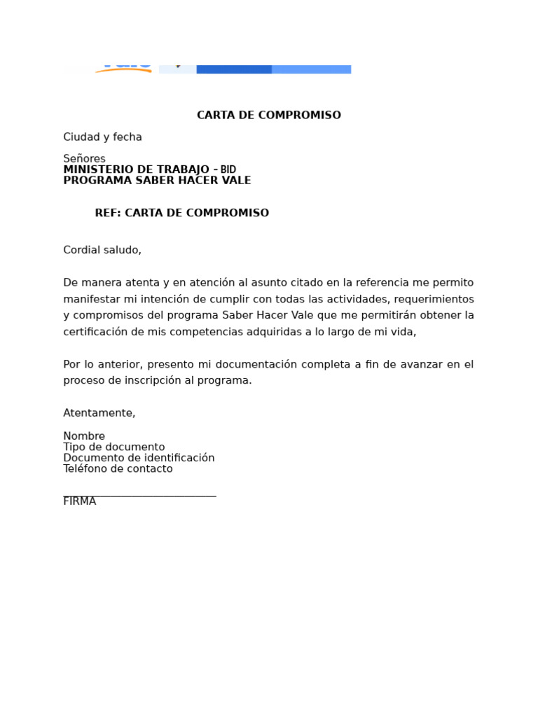 Carta de Compromiso Formato | PDF