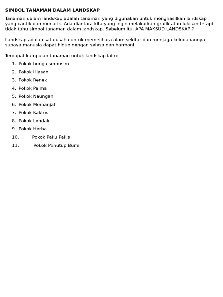 Simbol Tanaman Dalam Landskap | PDF