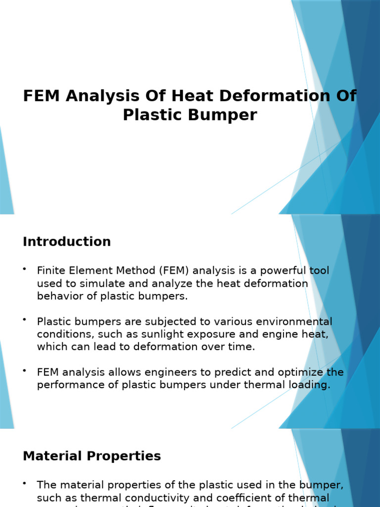 Fem Analysis Of Heat Deformation Of Plastic Bumper Pdf Finite