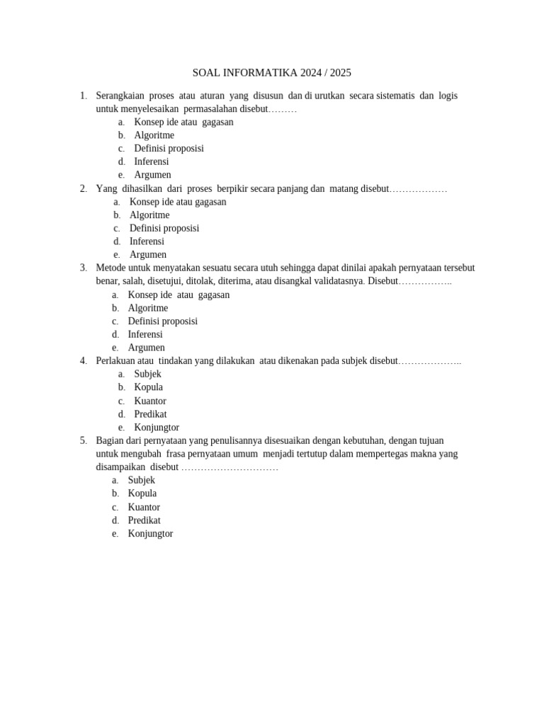Soal Informatika 2024 | PDF