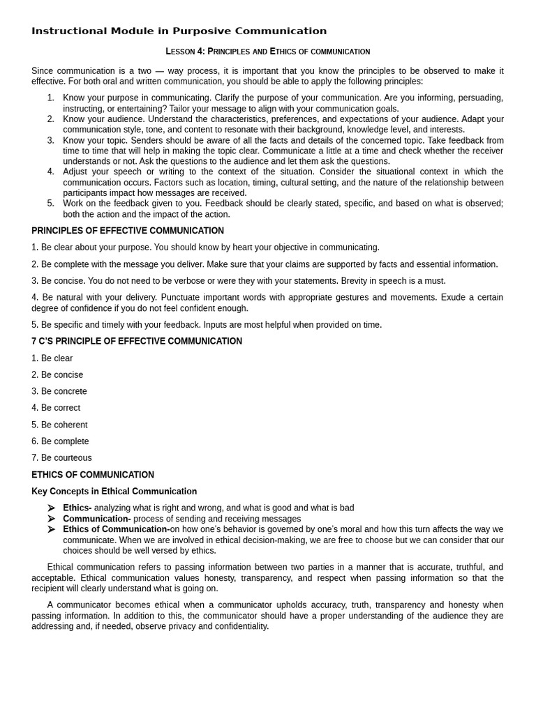 Instructional Module 2 Lesson 4 | PDF | Communication | Social Psychology