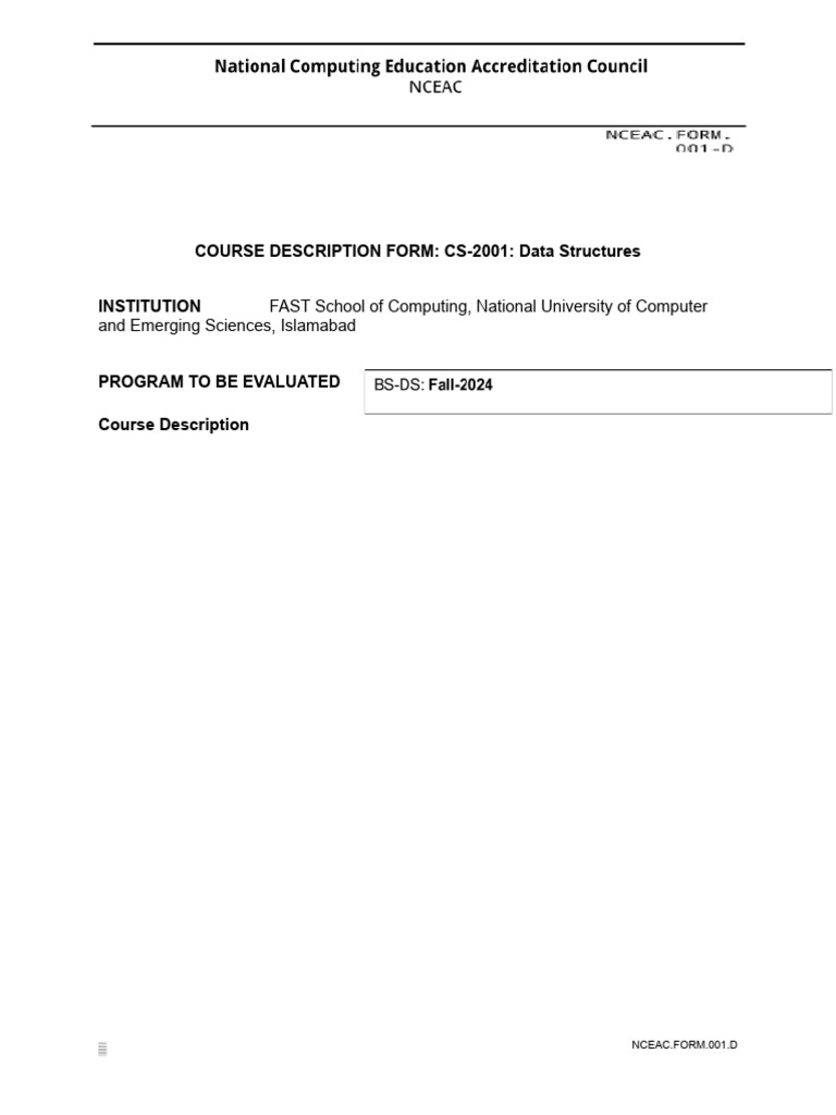 CS 2001 Data Structures Outline BS DS Fall 2023 | PDF | Data Science ...