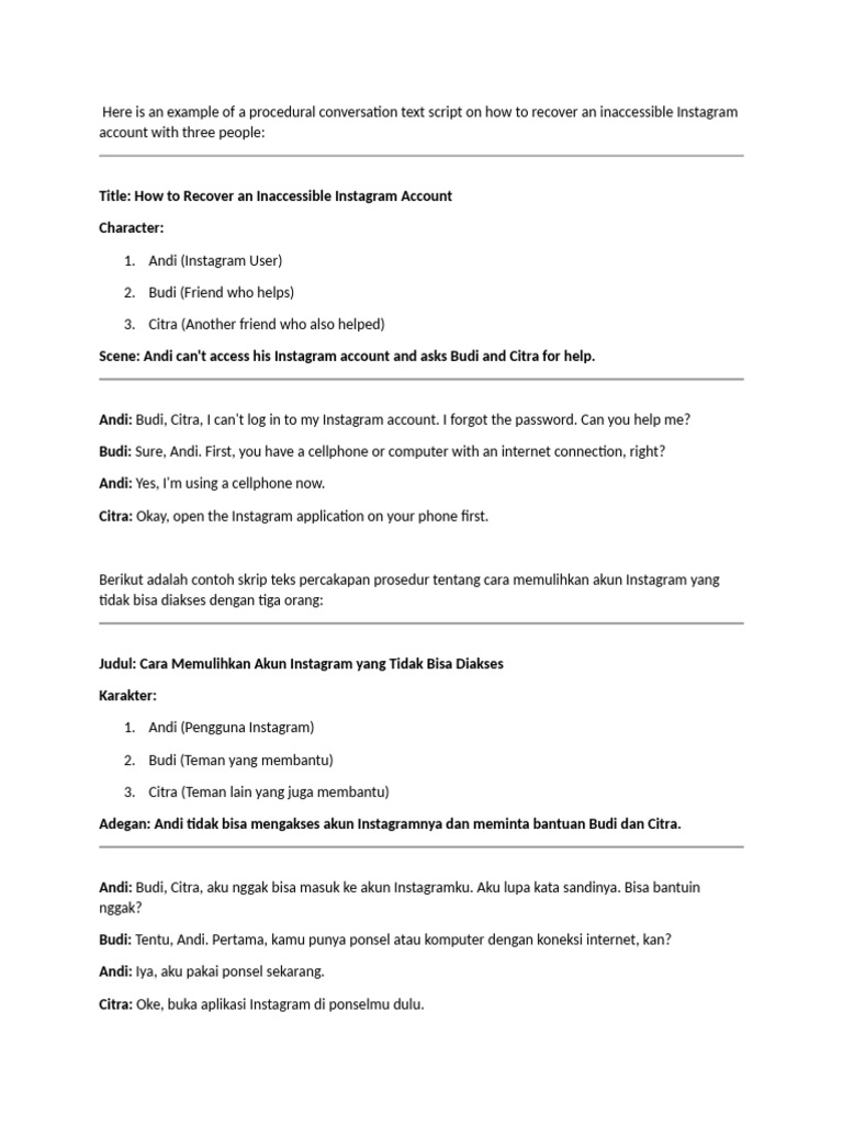 Here Is An Example of A Procedural Conversation Text Script On How To ...