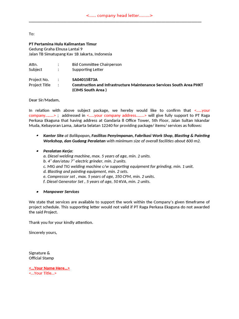 Draft - Supporting Letter | PDF