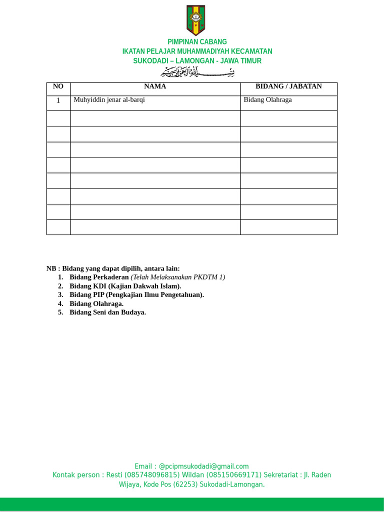 Format Pengajuan Calon Formatur | PDF