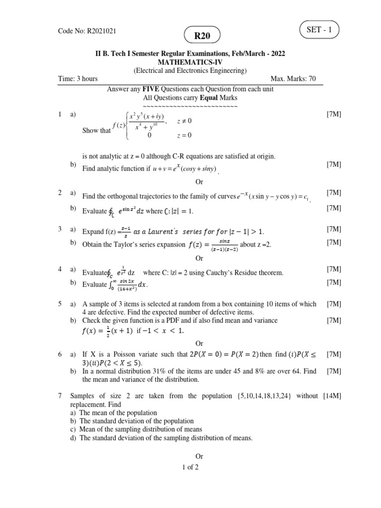 Mathematics Iv Feb Mar 2022 | PDF | Mathematical Analysis | Mathematics