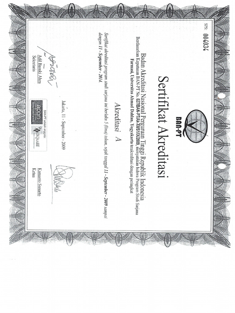 FARMASI-S1-Sertifikat Dan SK-2009 | PDF