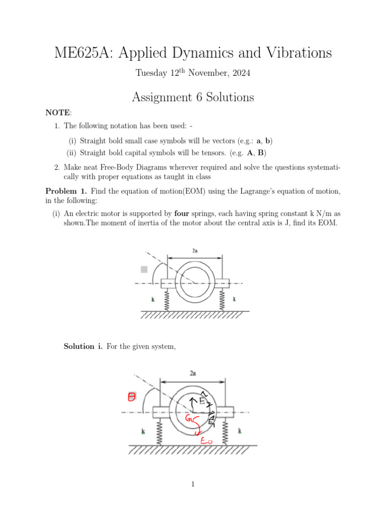 Assignment6_solutions | PDF | Lagrangian Mechanics | Velocity