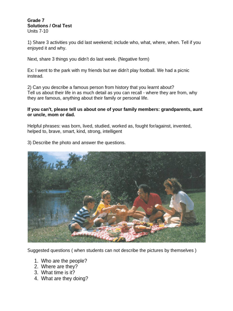 Speaking Test Solution Unit 7,8,9,10 | PDF