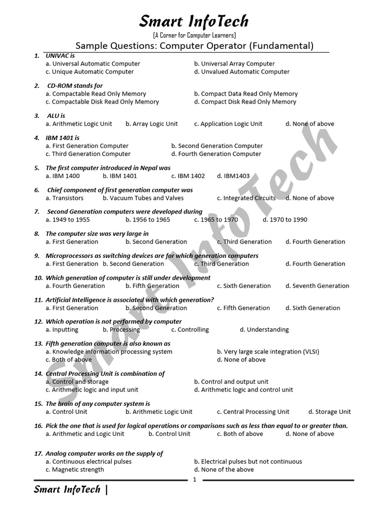 Fundamental (MCQ) | PDF | Computer Data Storage | Random Access Memory