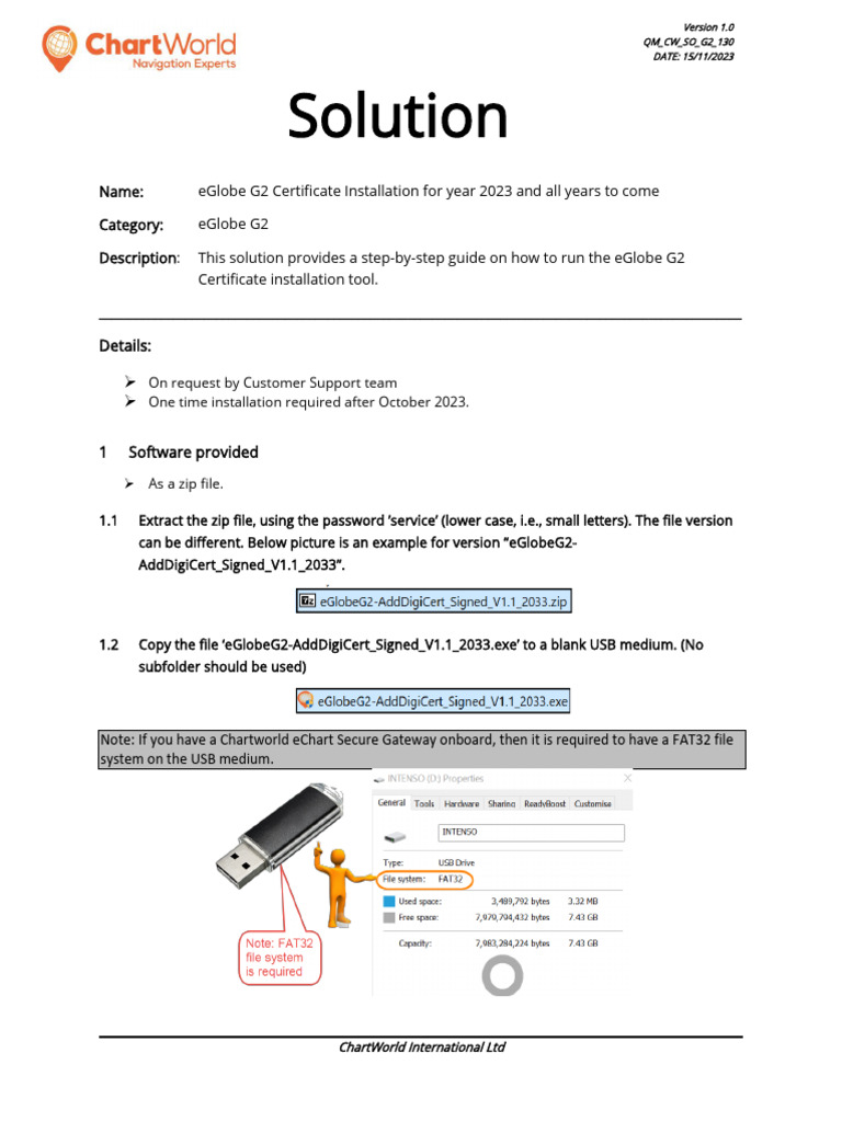 QM - CW - SO - G2 - 130 - Eglobe G2 Certificate Installation | PDF | Usb | Computer Engineering