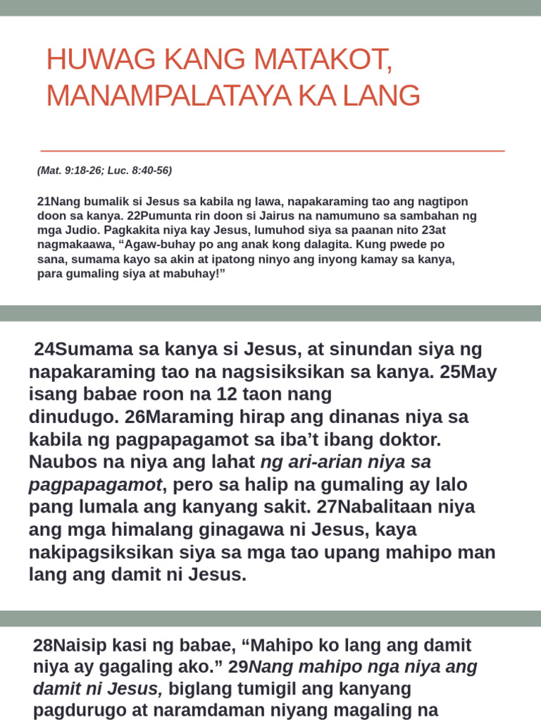 Huwag Kang Matakot, Manampalataya Ka Lang | PDF