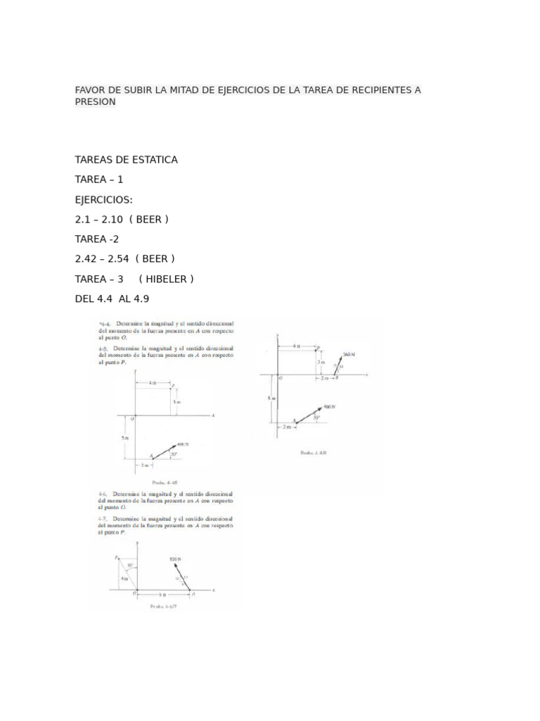 Tareas de Estatica | PDF