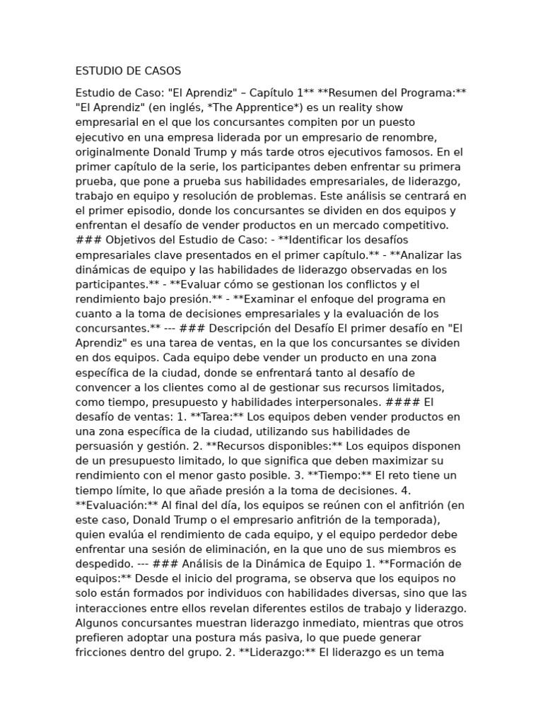Estudio de Casos | PDF | Liderazgo | Evaluación