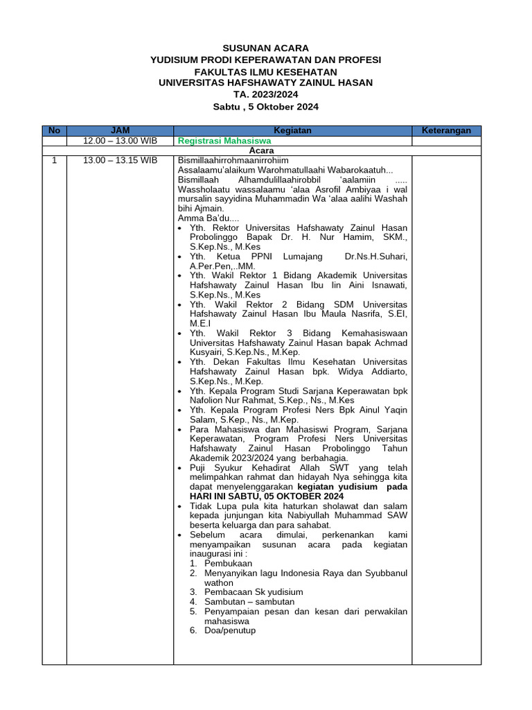 Susunan Acara Yudisium 051024 | PDF