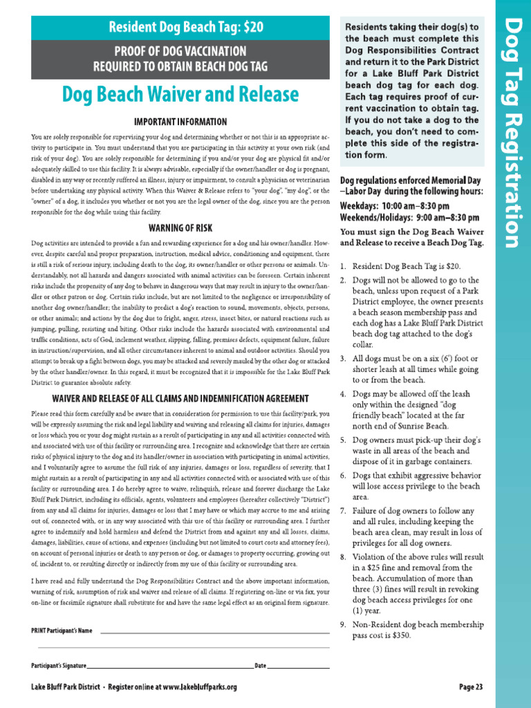 Dog Tag Registration Waiver and Release | PDF