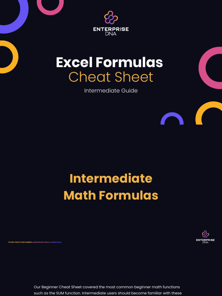 Excel Formulas Cheat Sheet- Intermediate Guide | PDF | Net Present ... Excel Formulas Cheat Sheet- Intermediate Guide | PDF | Net Present ...