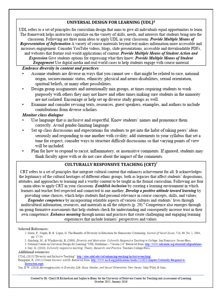 Universal Design For Learning | PDF | Learning | Curriculum