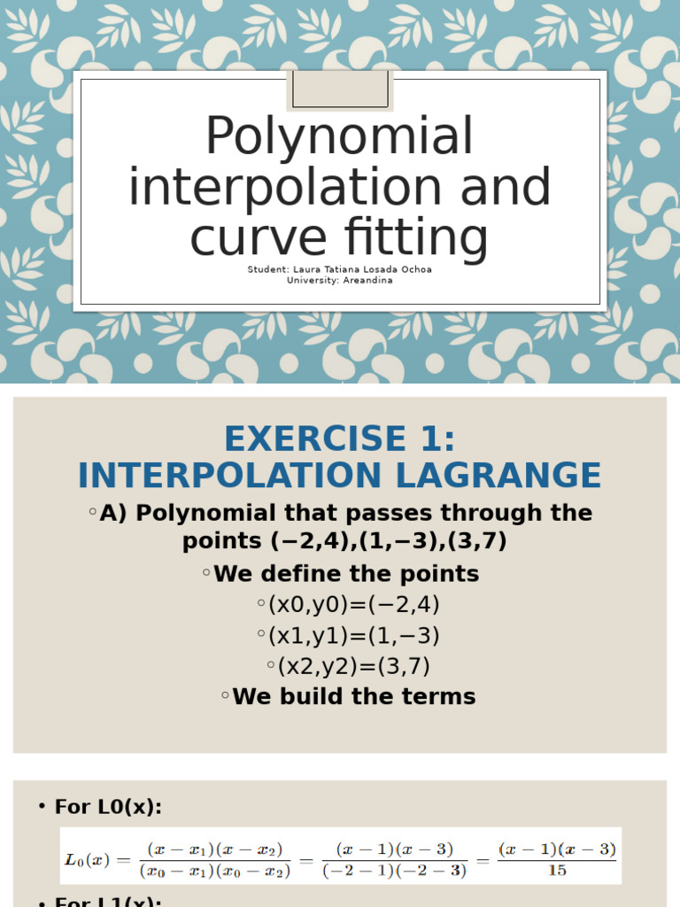Polynomial Interpolation and Curve Fitting | PDF