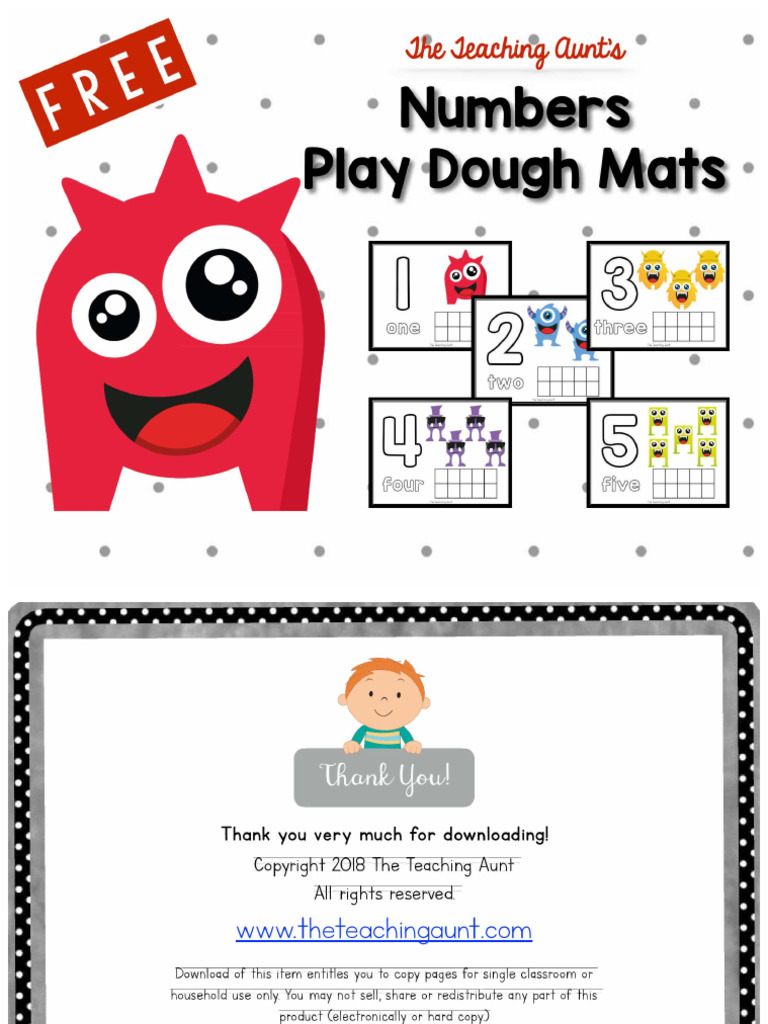 Monster Numbers Play Dough Mats | PDF