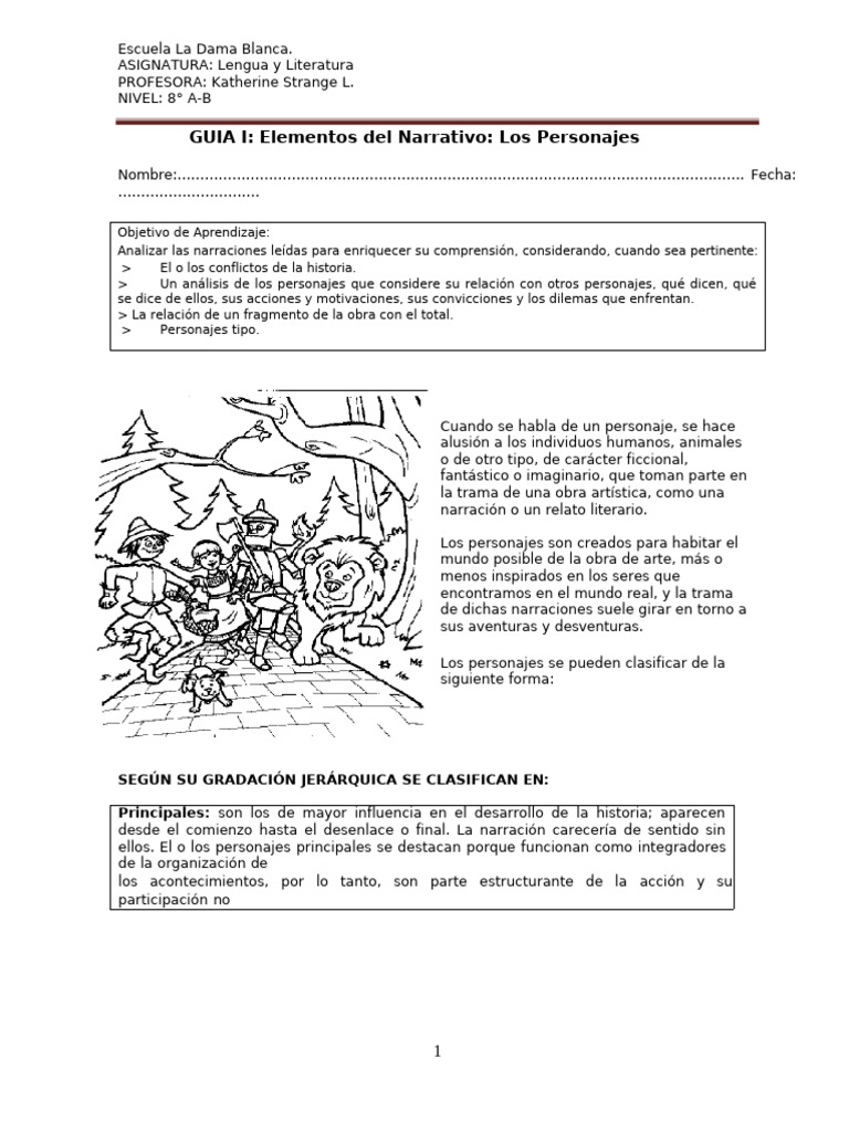 Guia N°1. Los Personajes en La Narrativa | PDF | Don Juan | Narración