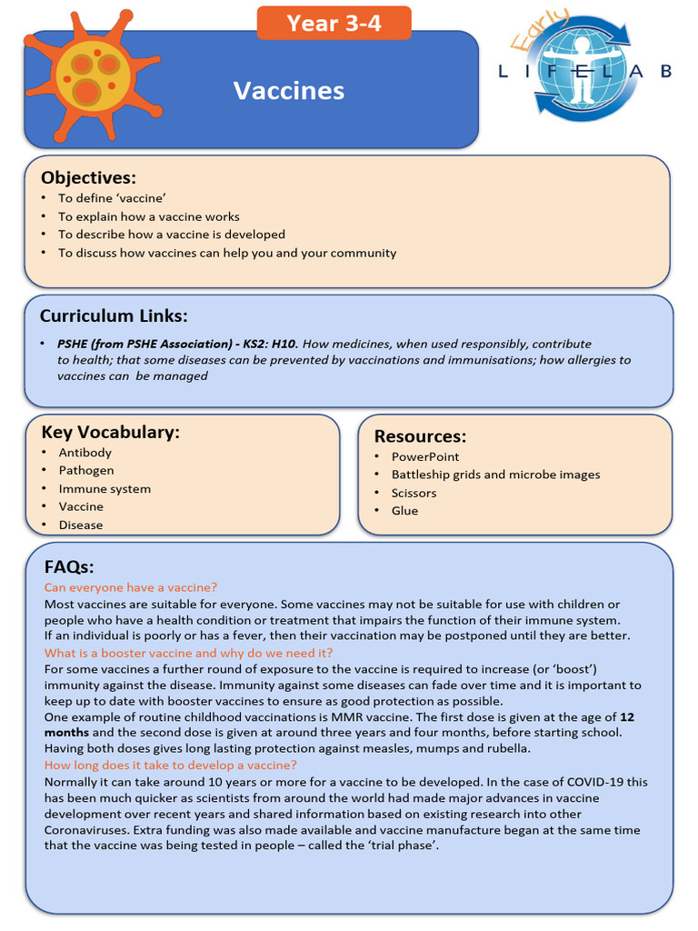 Vaccines Lesson Plan Year 3-4 | PDF | Vaccines | Immune System